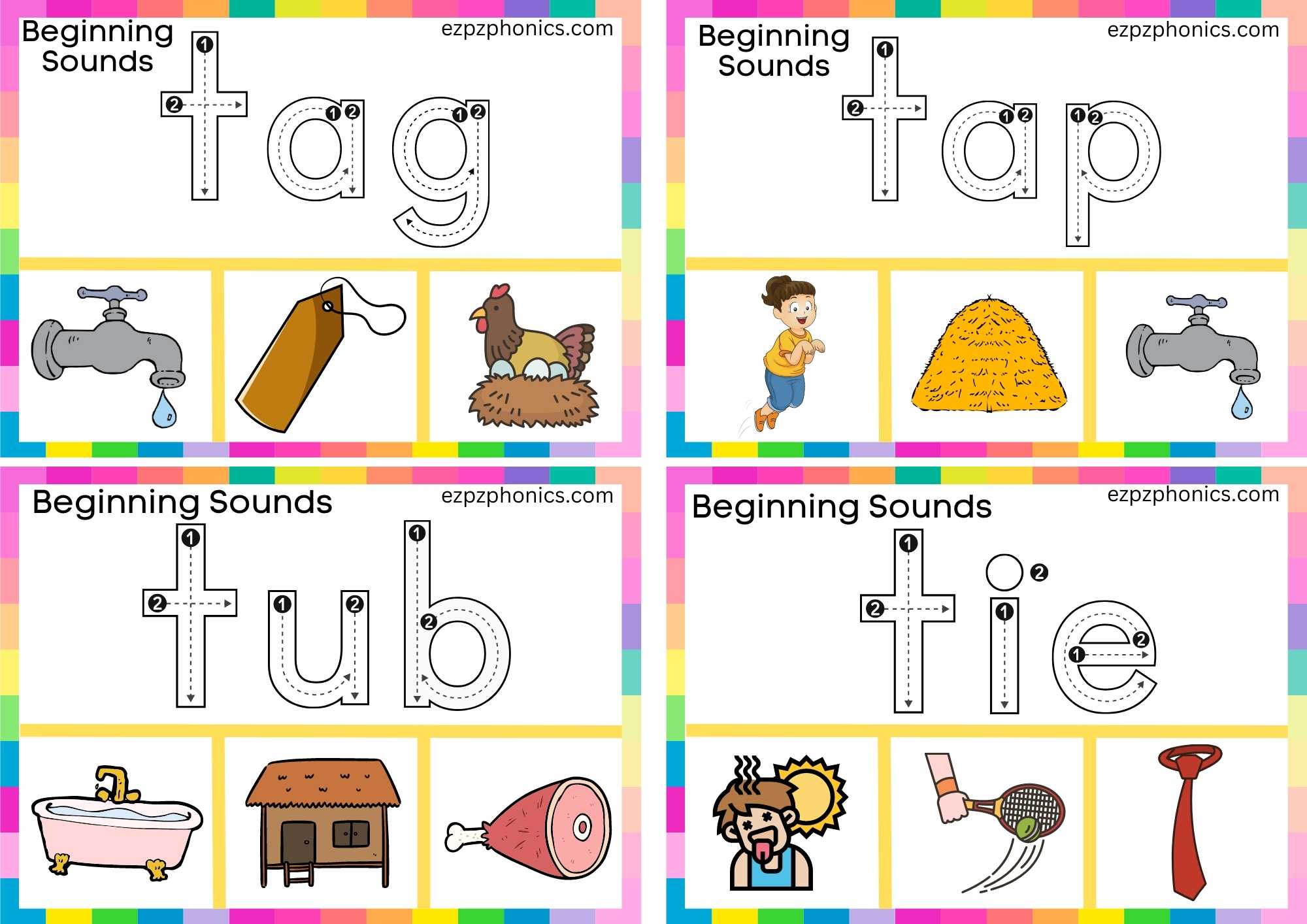 Letter T Trace The Word And Clip The Correct Image Group 2 - ezpzphonics.com